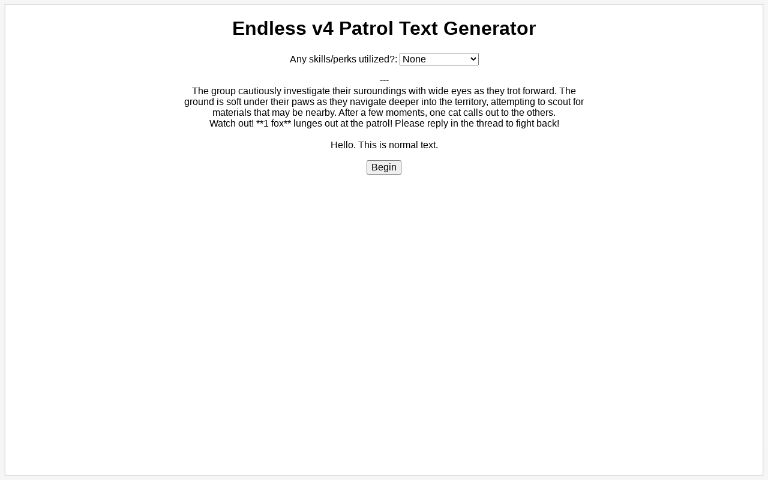 Endless v4 Patrol Text Generator