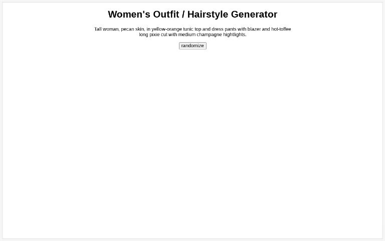 Women's Outfit / Hairstyle Generator