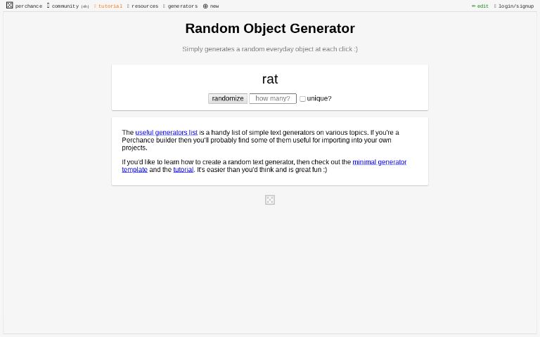 Random Object Generator ― Perchance
