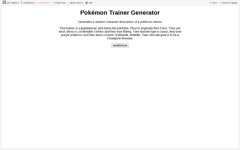 Pokémon Trainer Generator