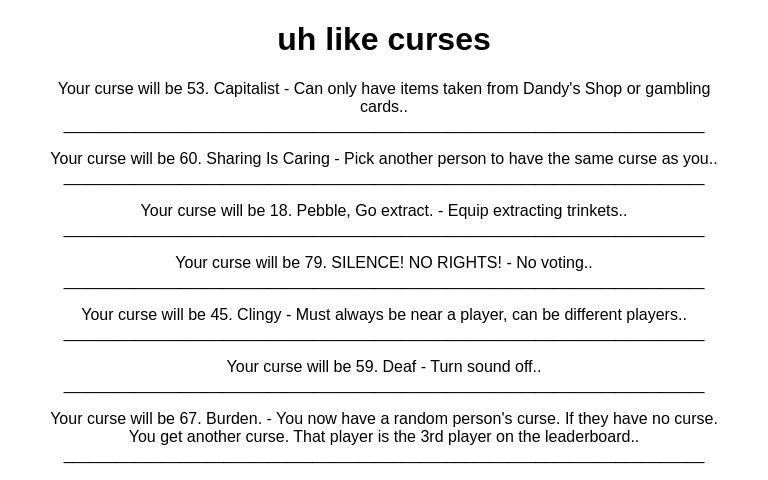 uh like curses ― Perchance Generator