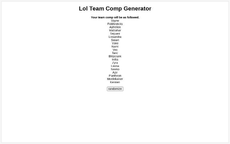 Lol Team Comp Generator