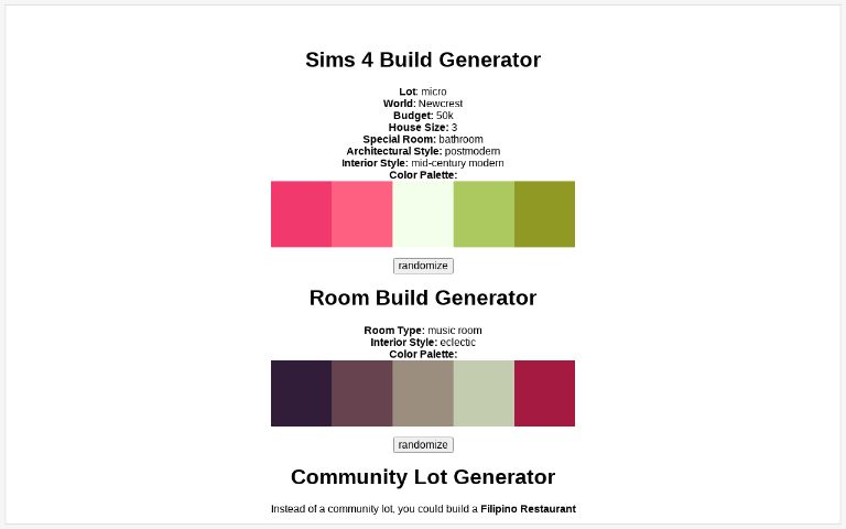 Sims 4 Build Generator