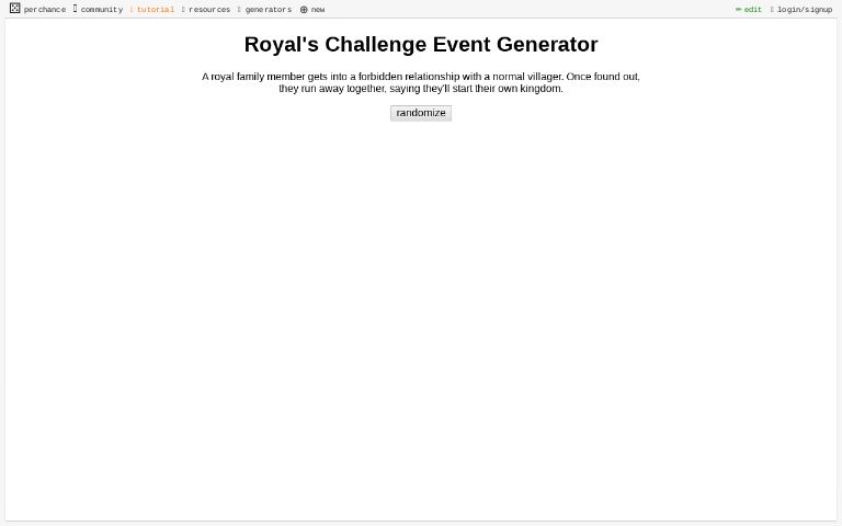 Royal's Challenge Event Generator ― Perchance