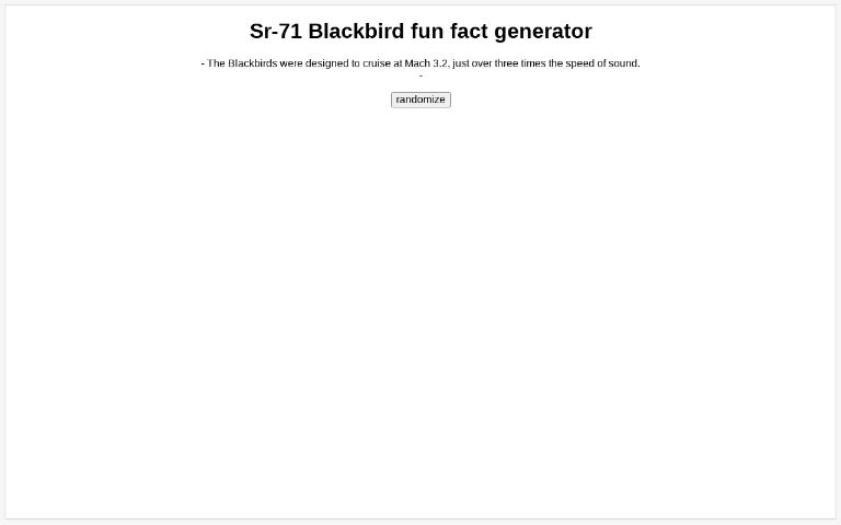 Sr-71 Blackbird fun fact generator