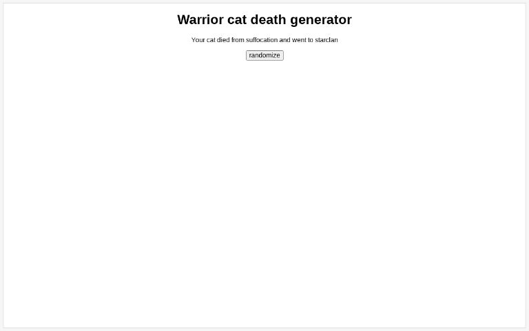 Warrior cat death generator