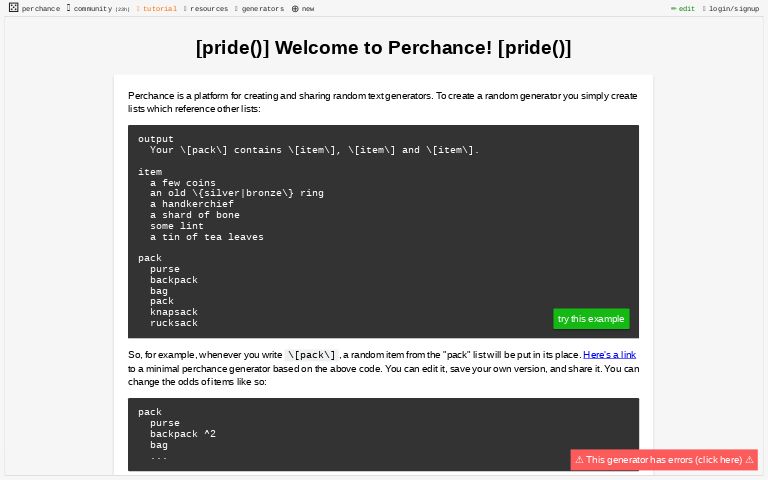 New ― Perchance Generator