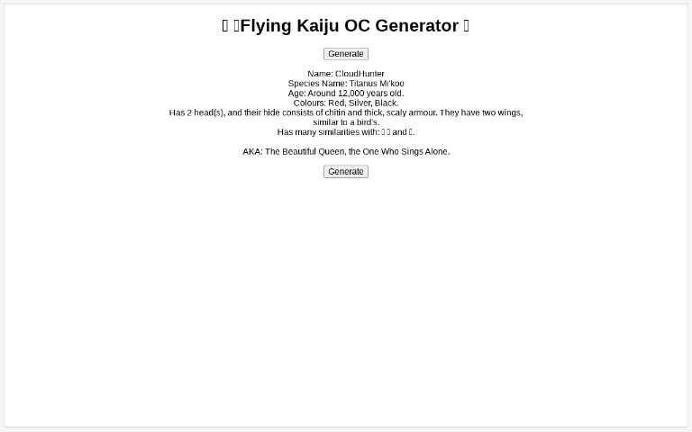 🐙 🦈Flying Kaiju OC Generator 🦕