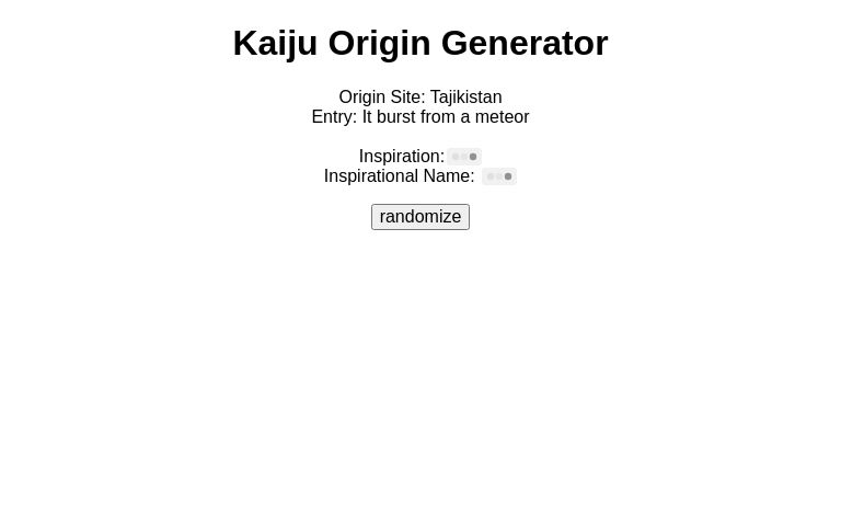Kaiju Origin Generator