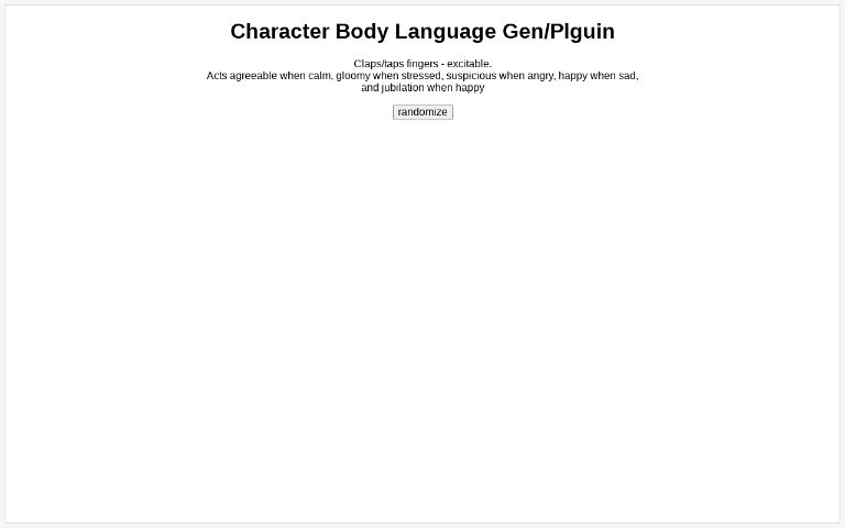Character Body Language Gen/Plguin