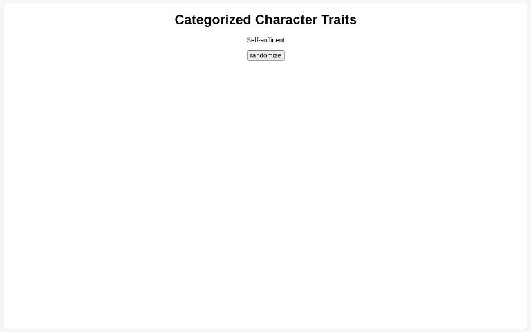 Categorized Character Traits ― Perchance Generator