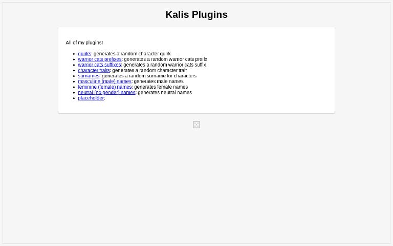 Kalis Plugins ― Perchance Generator