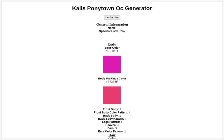 Kalis Ponytown Oc Generator