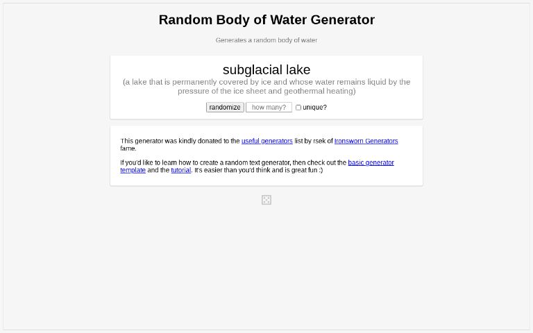 Random Body of Water Generator