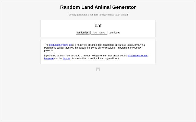 Random Land Animal Generator