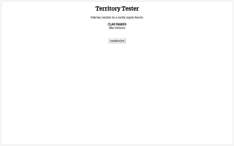Territory Tester ― Perchance Generator
