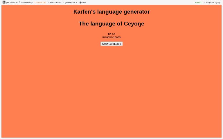 Karfen's language generator