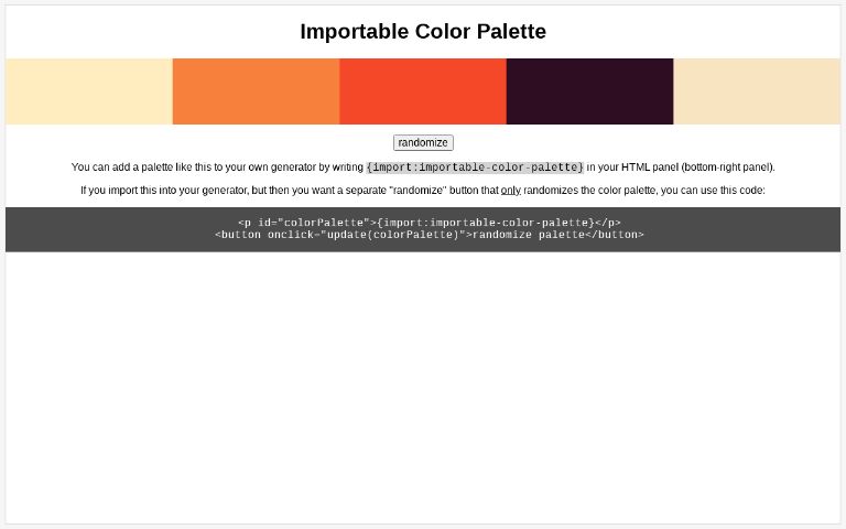 Importable Color Palette ― Perchance Generator