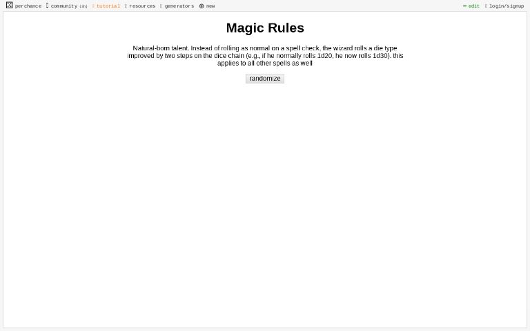 Magic Rules ― Perchance Generator