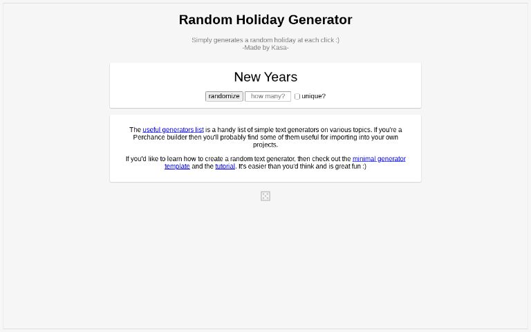 Random Holiday Generator