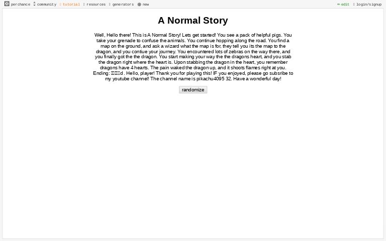 A Normal Story ― Perchance Generator