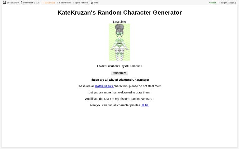 KateKruzan's Random Character Generator