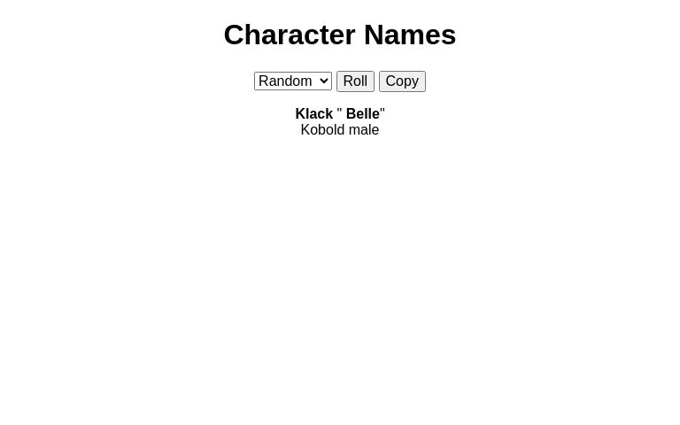 Character Names ― Perchance Generator
