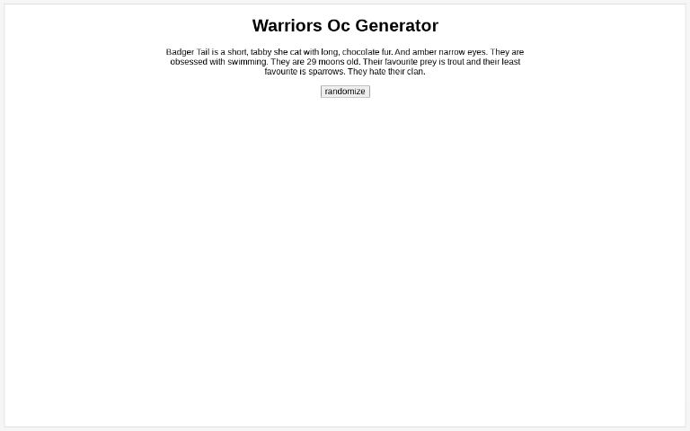 Warriors Oc Generator