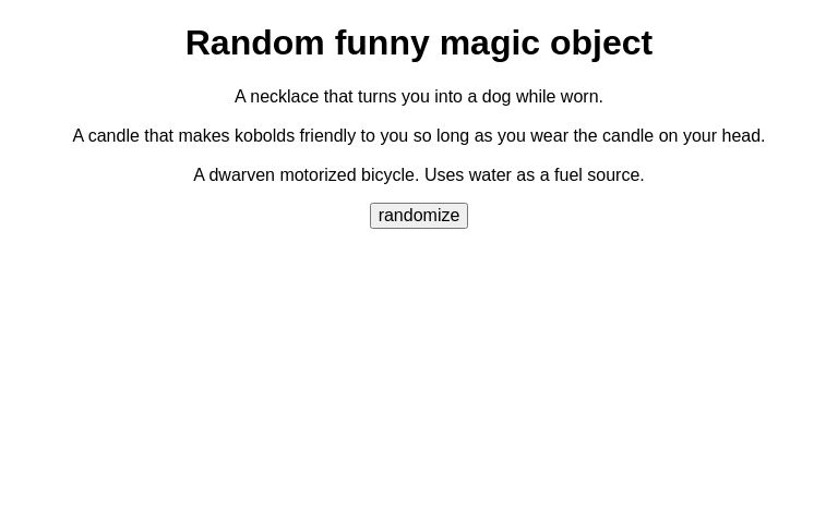 Random funny magic object ― Perchance Generator