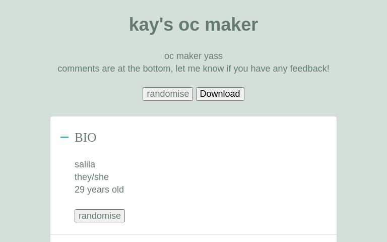 kay's oc maker ― Perchance Generator