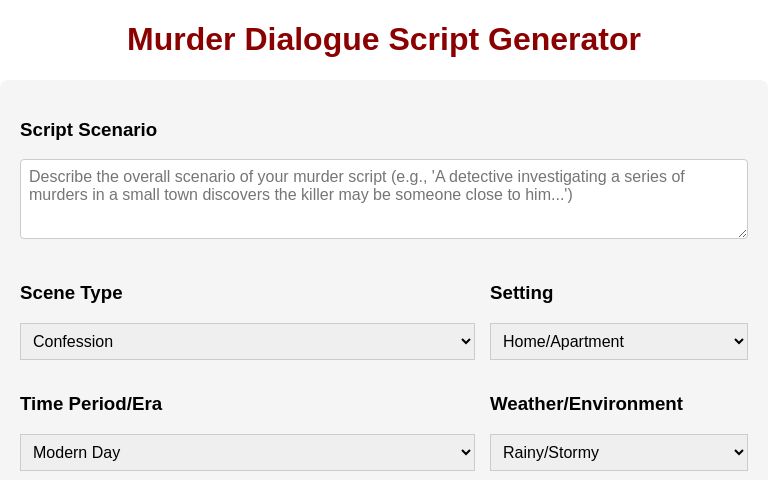Murder Dialogue Script Generator