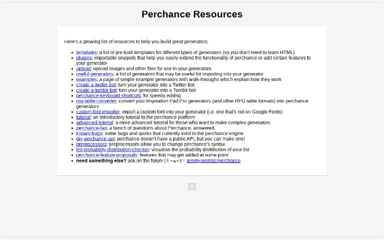 Perchance Resources ― Perchance Generator