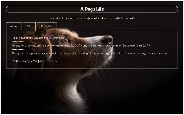 Dog's Life ― Perchance Generator