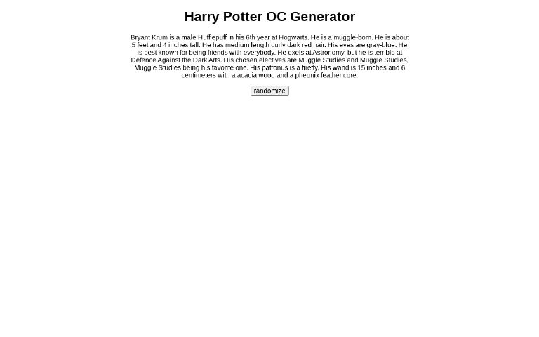 Harry Potter OC Generator