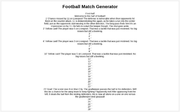 Football Match Generator