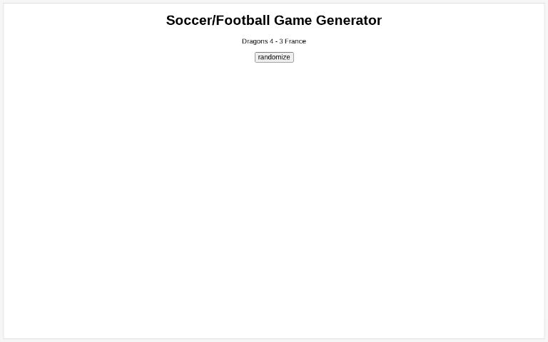 Soccer/Football Game Generator