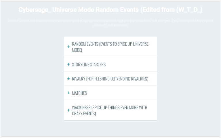 Cybersage_ Universe Mode Random Events (Edited from (W_T_D_) ― Perchance Generator