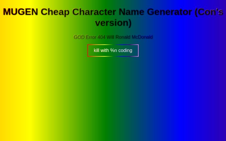 MUGEN Cheap Character Name Generator (Con's version)