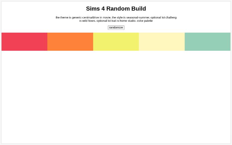 Sims 4 Random Build ― Perchance Generator