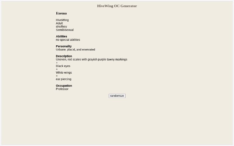 HiveWing OC Generator