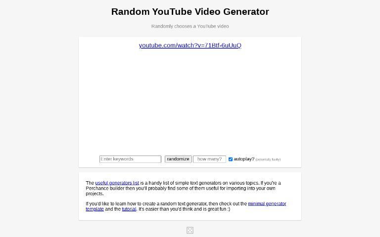 Random YouTube Video Generator