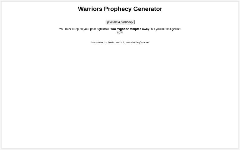 Warriors Prophecy Generator