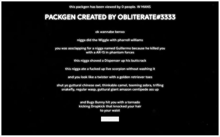 PACKGEN CREATED BY OBLITERATE#3333 ― Perchance Generator
