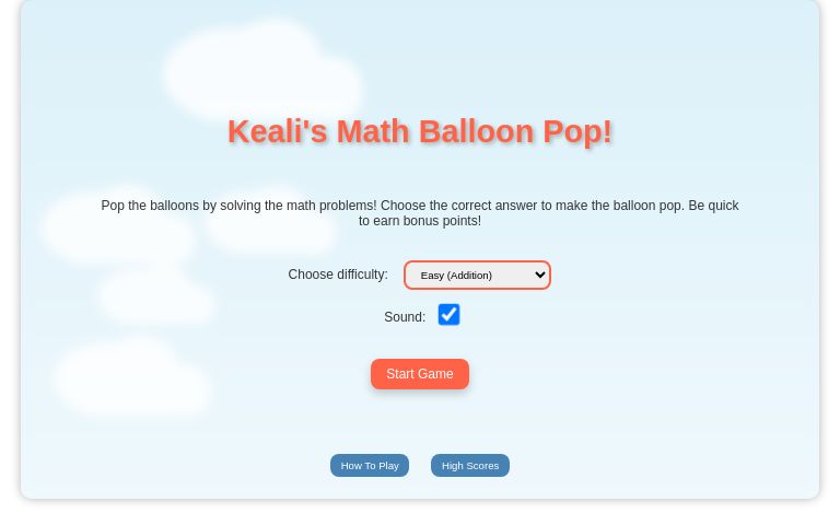 Keali's Math Balloon Pop! ― Perchance Generator
