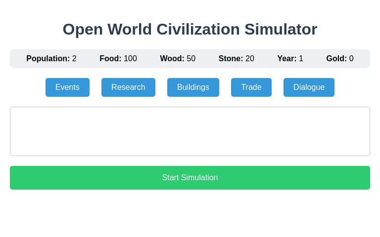 Open World Civilization Simulator ― Perchance Generator