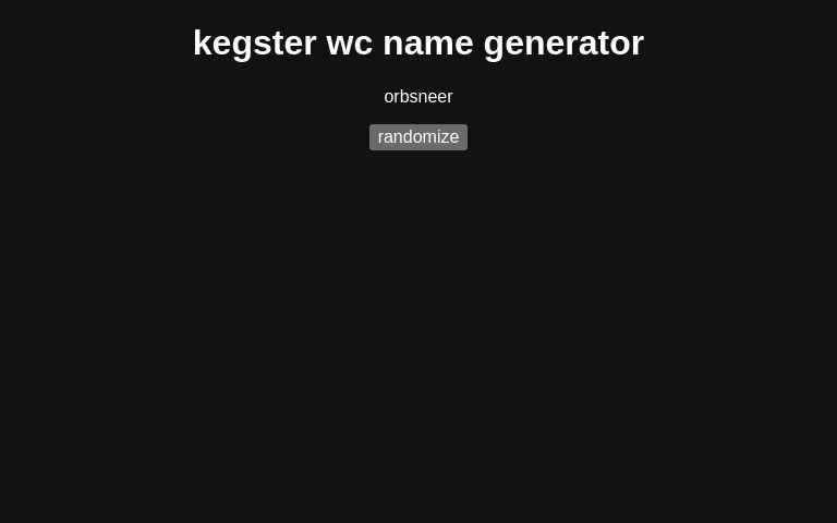 kegster wc name generator
