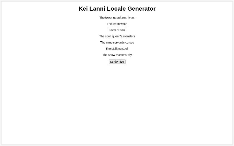 Kei Lanni Locale Generator