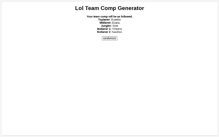 Lol Team Comp Generator