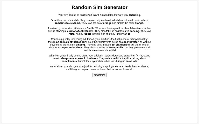 Random Sim Generator