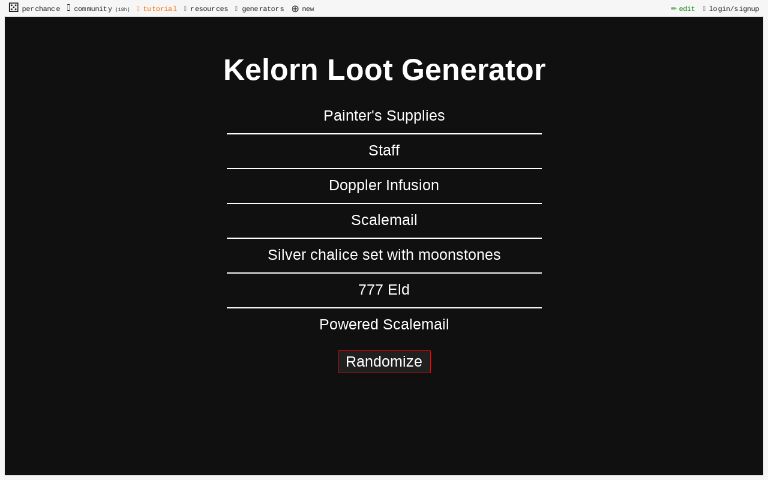 Kelorn Loot Generator